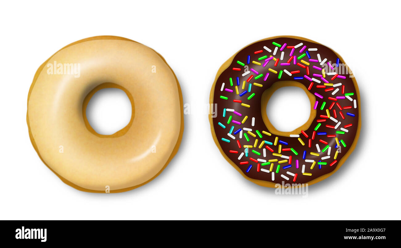 Donuts set isolated on a White Background with clipping path Stock ...