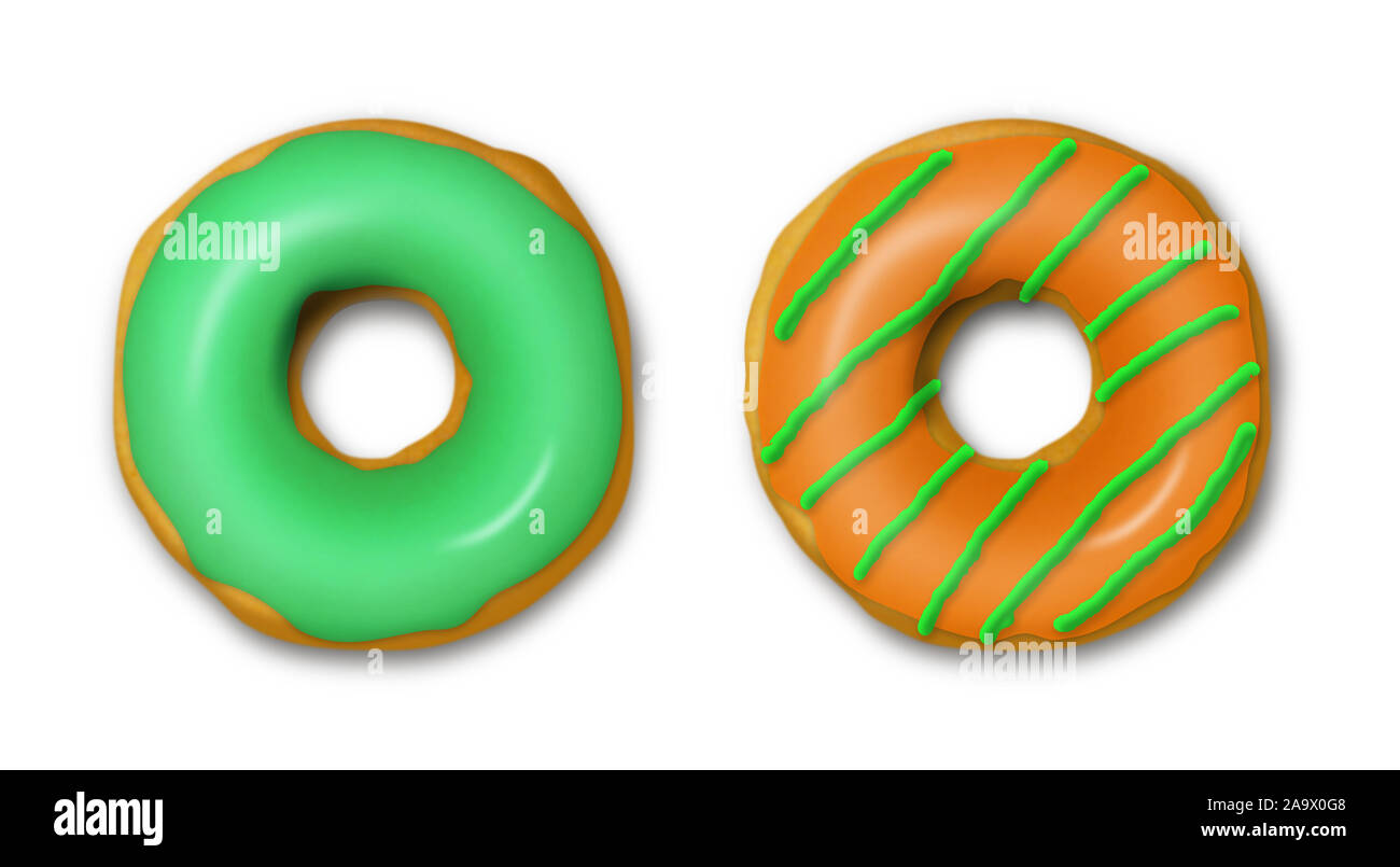 Donuts set isolated on a White Background with clipping path Stock ...