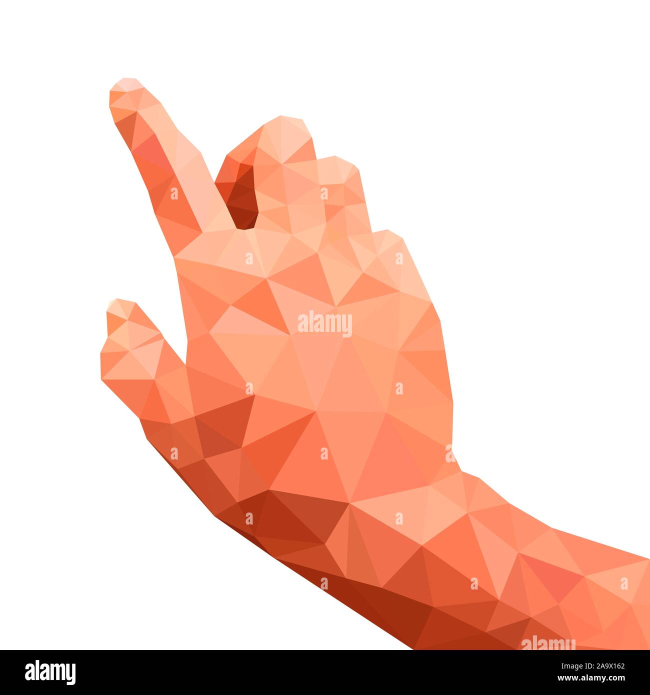 Brown polygon right hand on white background, geometric triangular ...