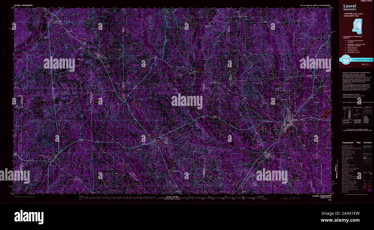Map of laurel mississippi hi-res stock photography and images - Alamy