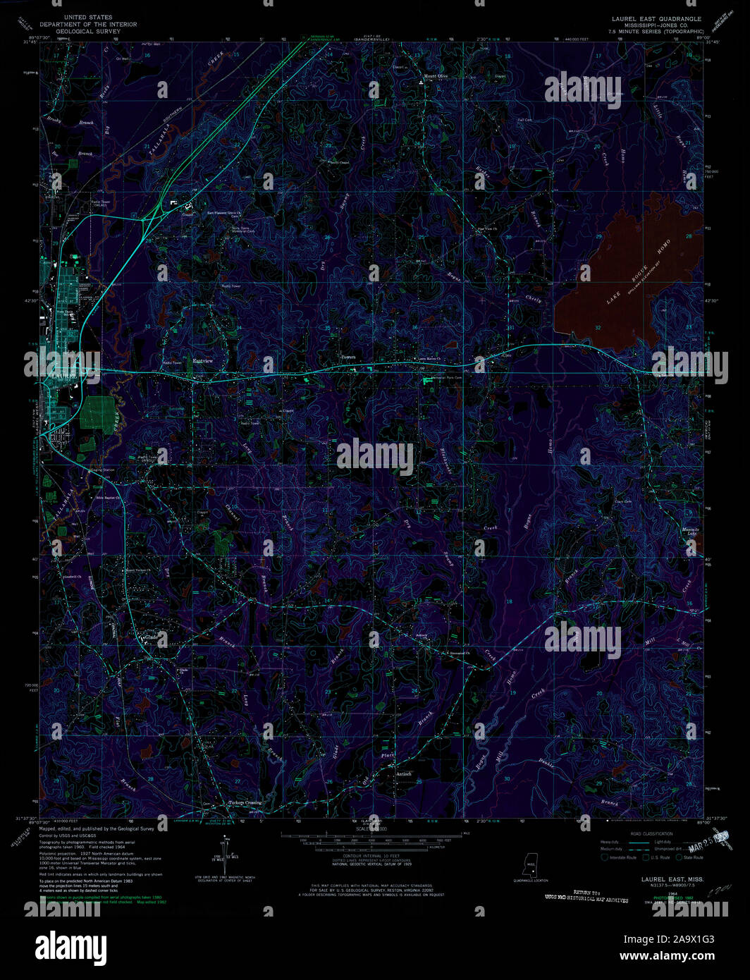 Map of laurel mississippi hi-res stock photography and images - Alamy