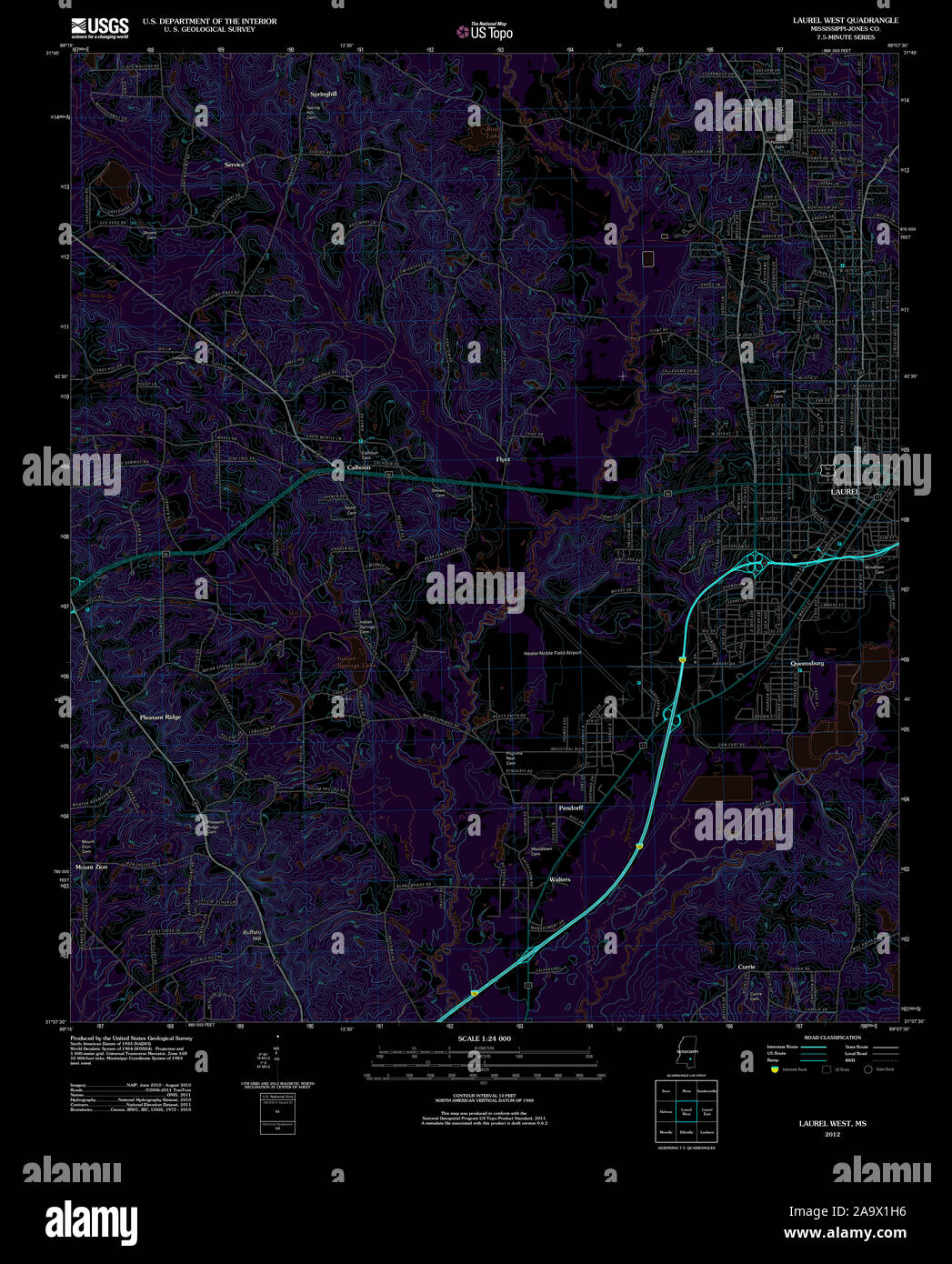 Map of laurel mississippi hi-res stock photography and images - Alamy