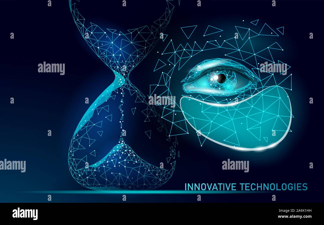 3D eye beauty patches. Low poly science cosmetics ad technology. Woman ...