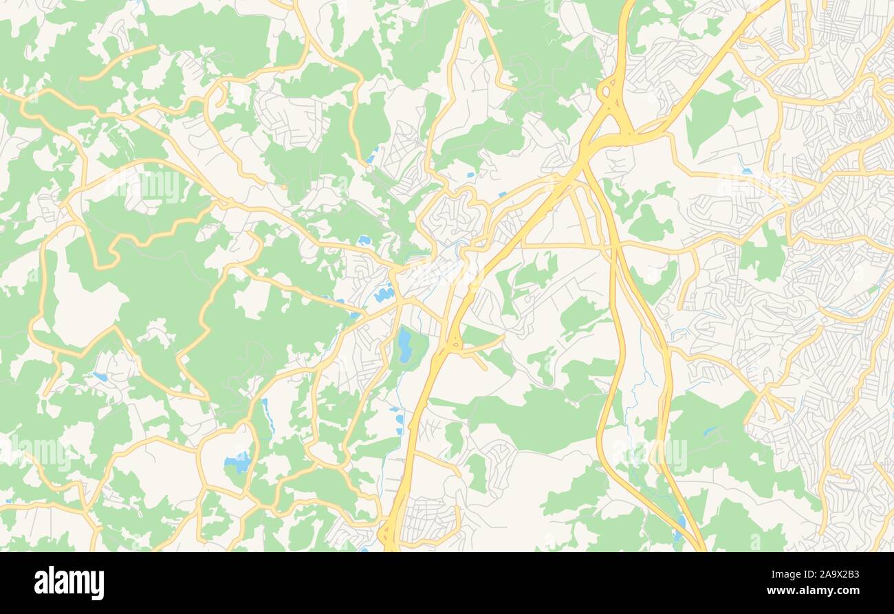 Printable street map of Embu, Brazil. Map template for business use ...