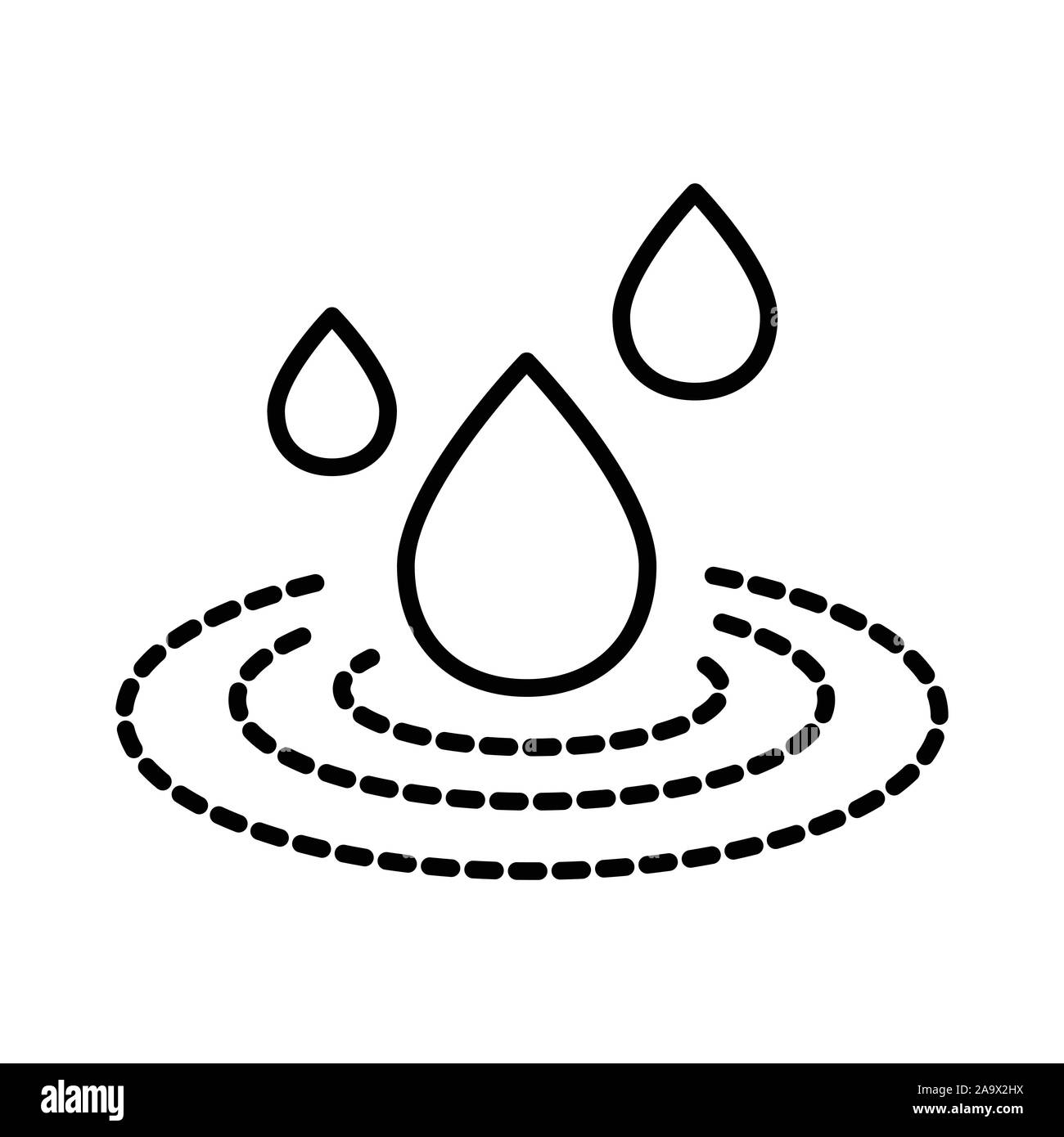 Spilled liquid and water drop isolated line icon Stock Vector Image ...