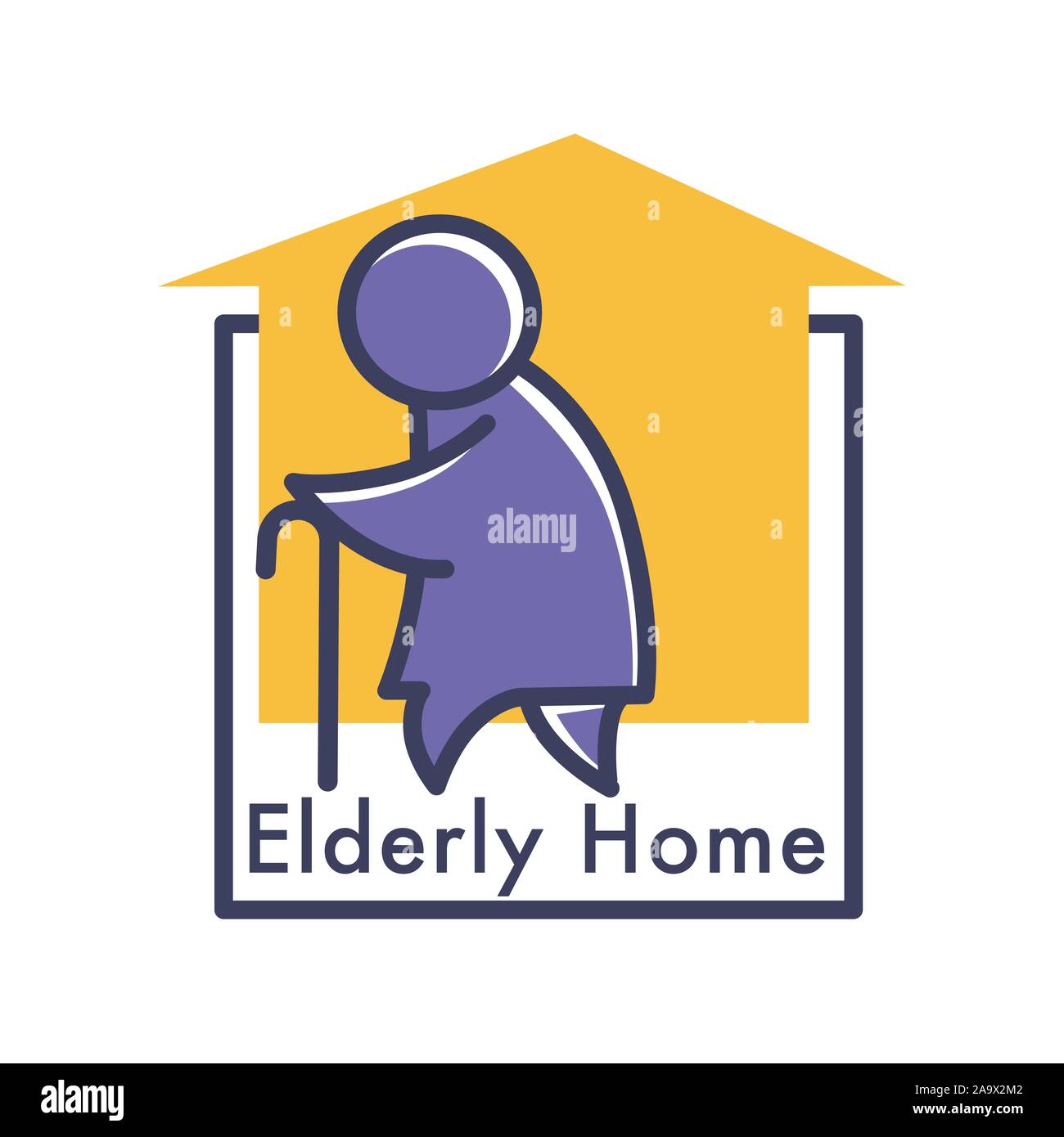 Elderly care or nursing home isolated icon, senior people care Stock ...