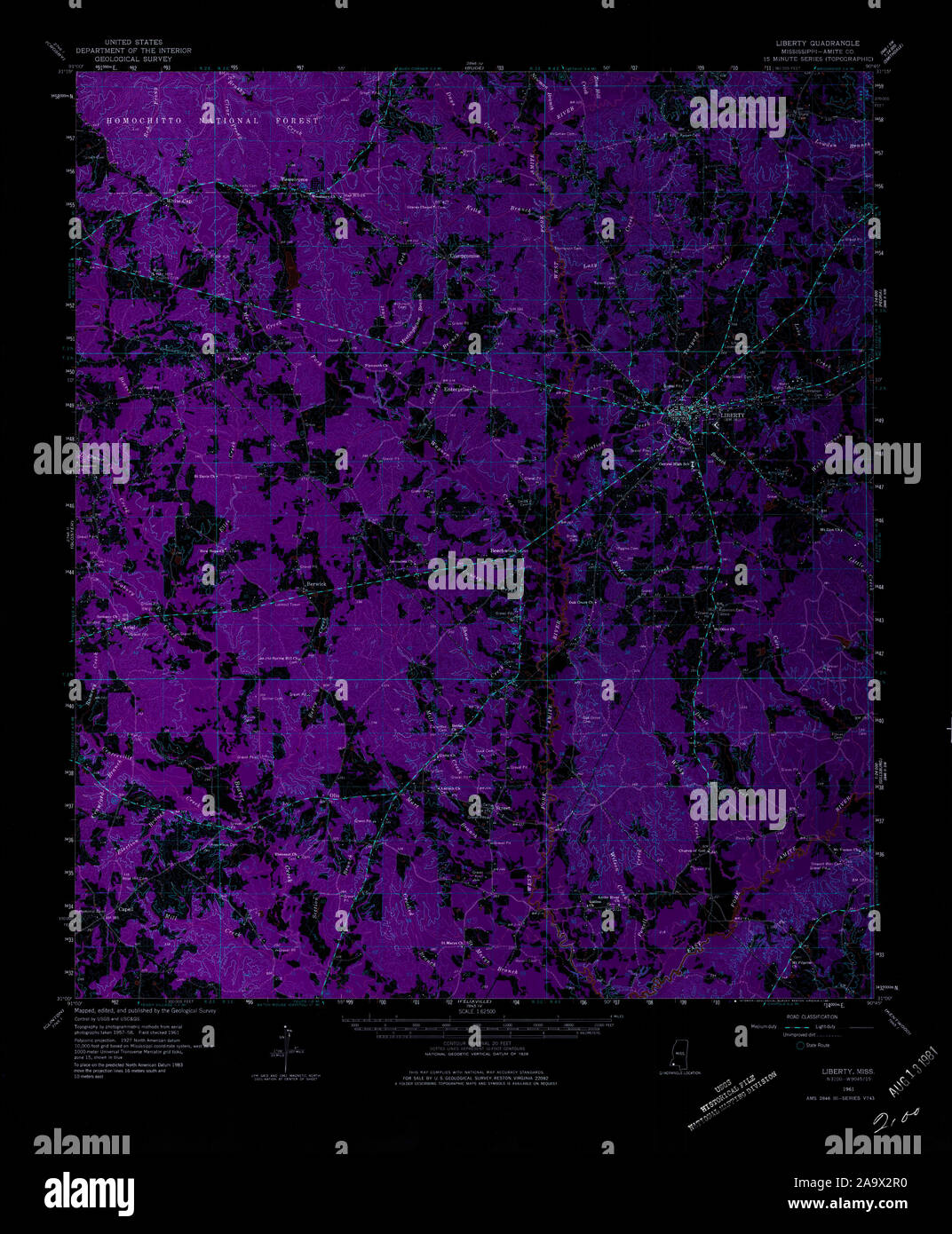 Map of liberty mississippi hi-res stock photography and images - Alamy