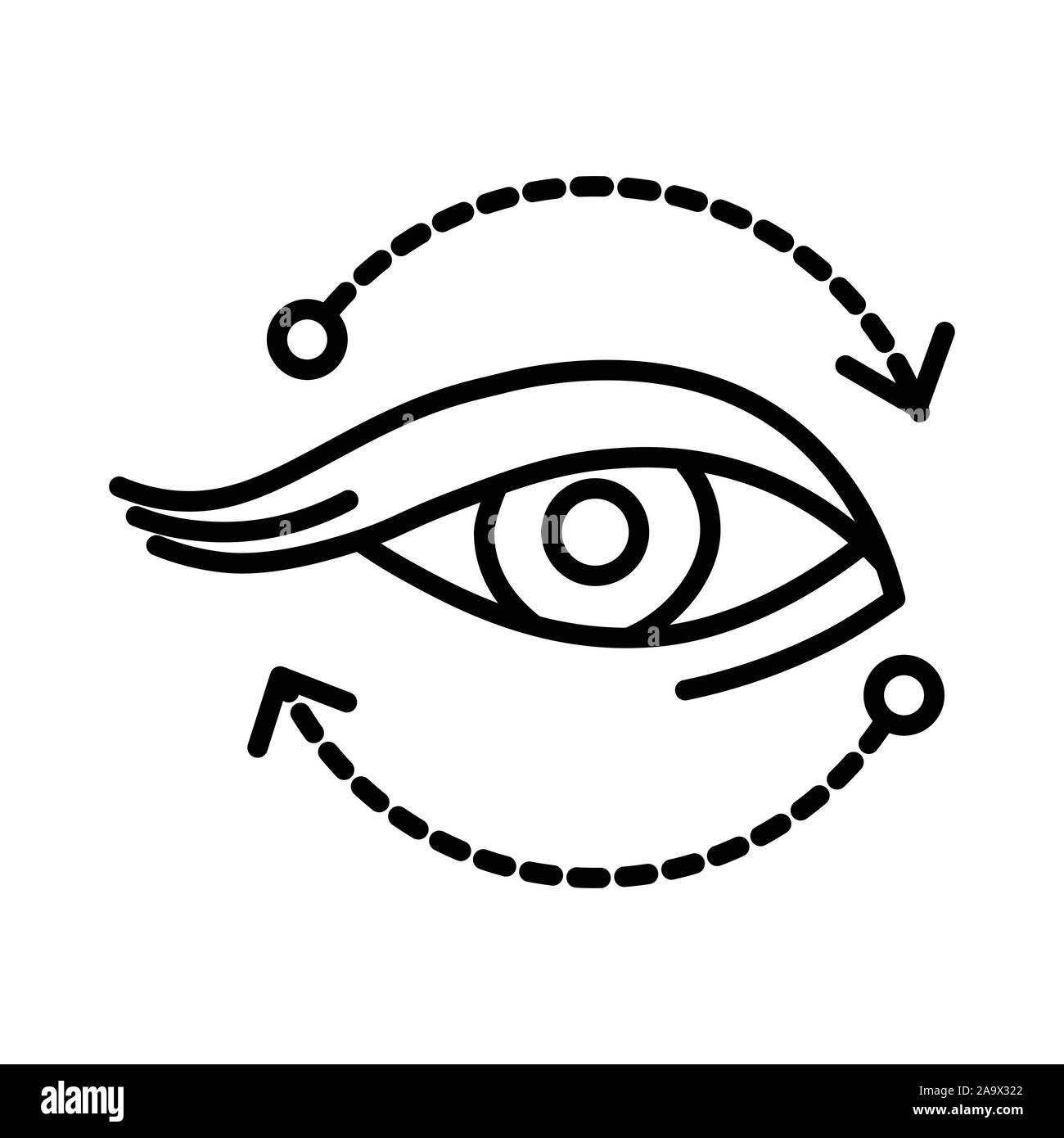 Eye isolated linear icon with arrows, cosmetology and beauty Stock ...
