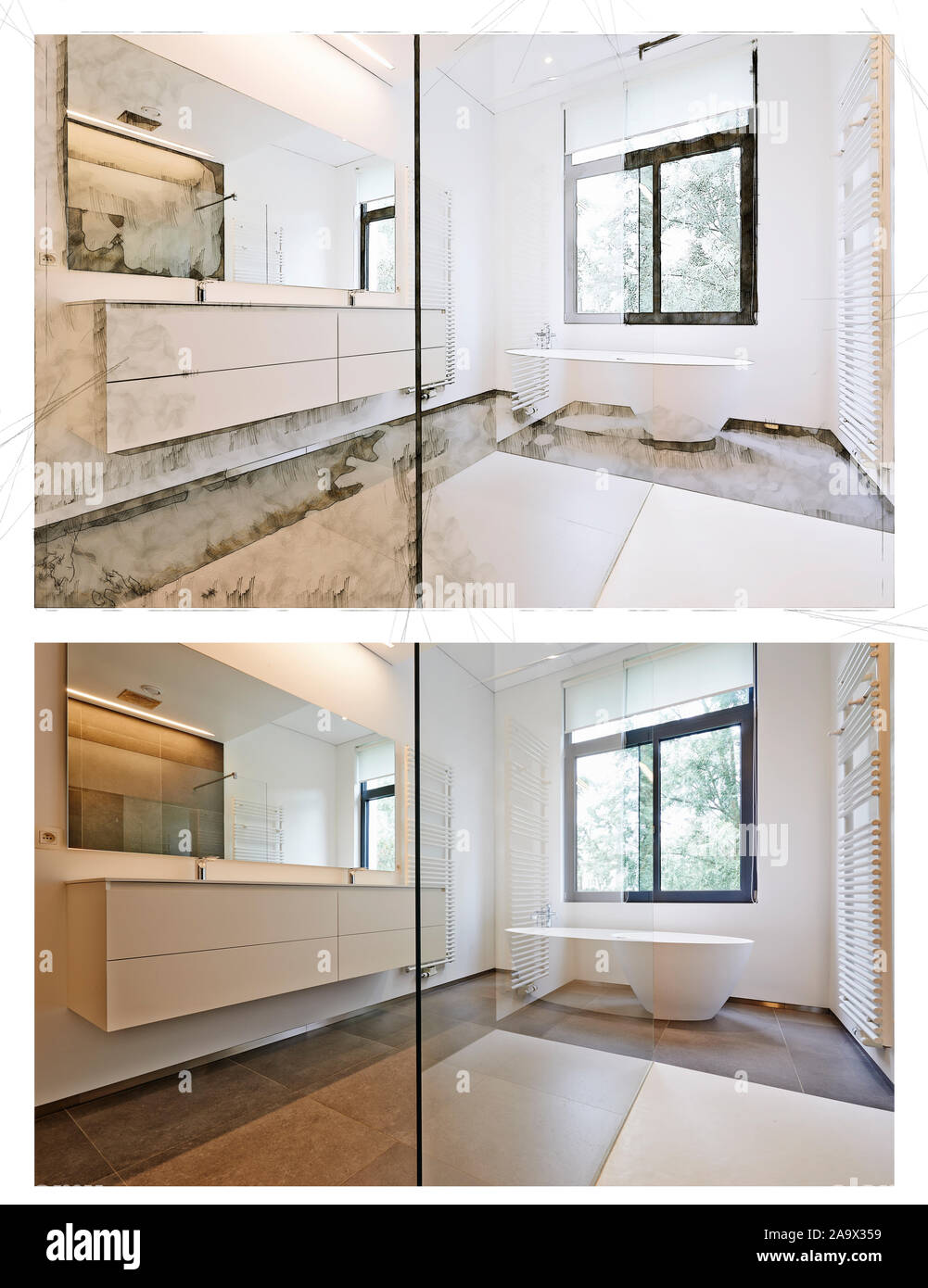 Bathtub in bathroom illustration Cut Out Stock Images & Pictures - Alamy