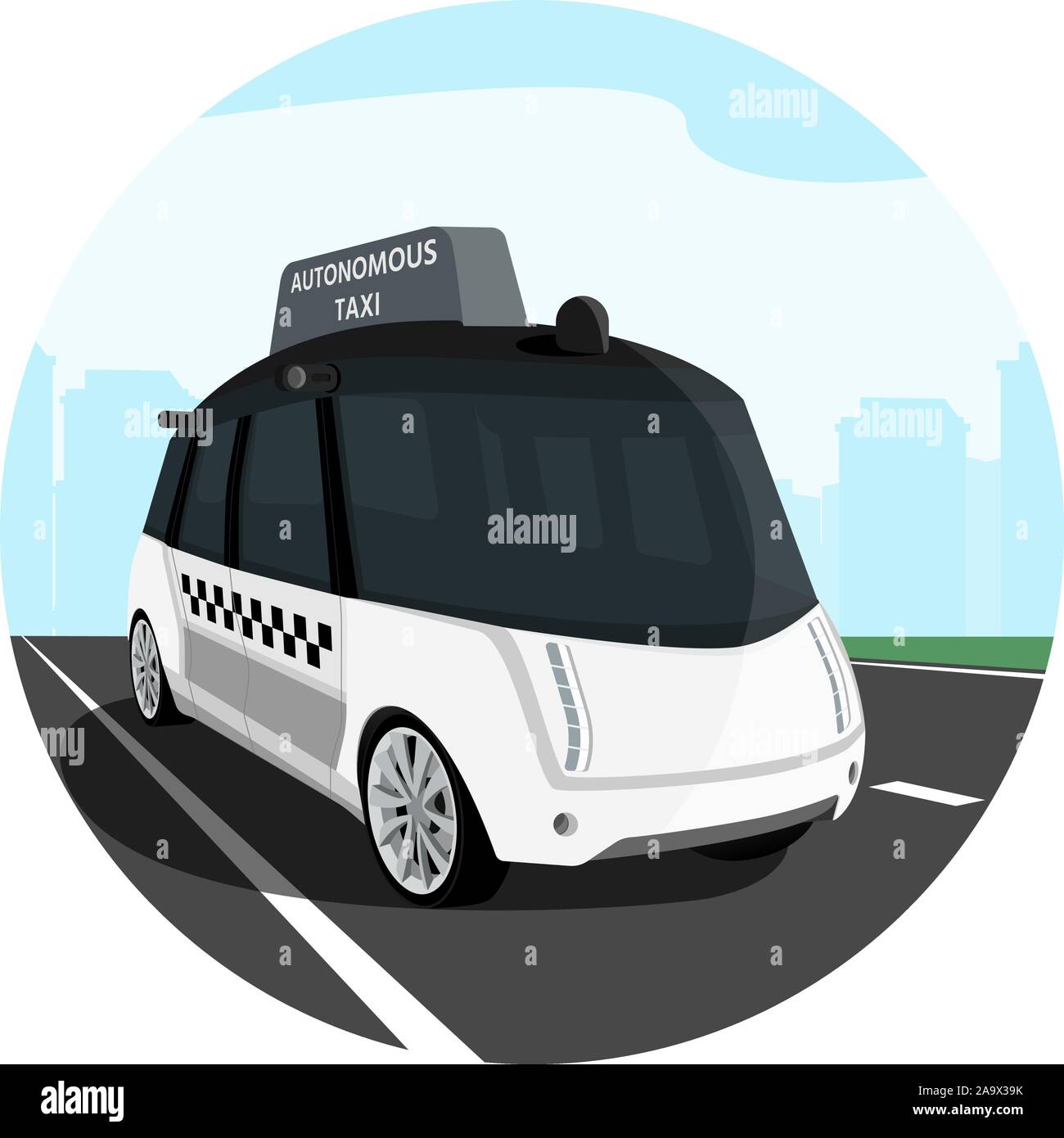 Futuristic autonomous taxi on the city street Stock Vector Image & Art ...