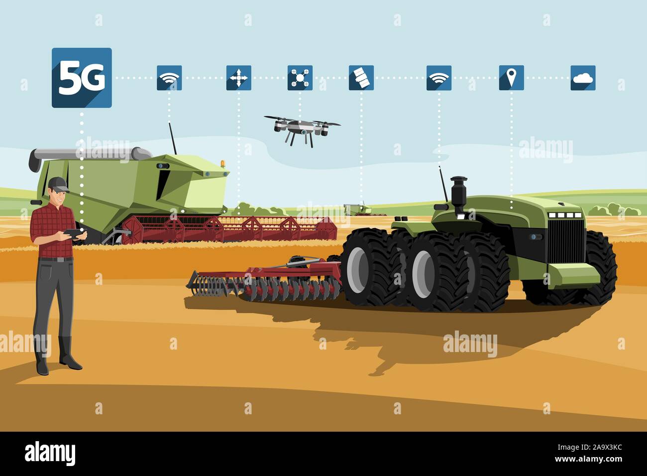 5G network for control autonomous agriculture machines. Smart farming 4 ...