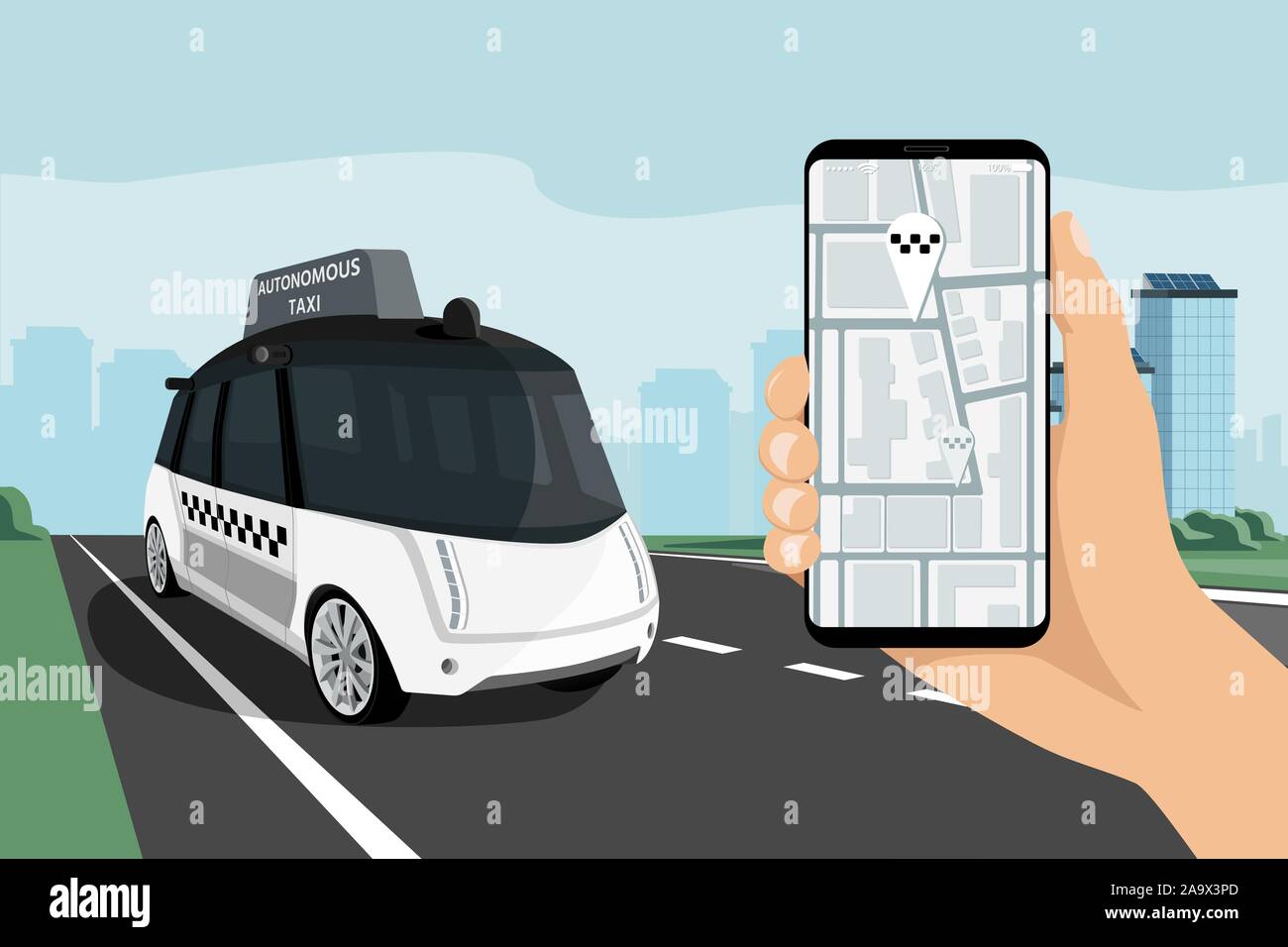 Autonomous shuttle bus Stock Vector Images - Alamy