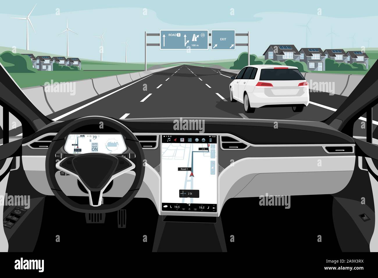 Autonomous car head up display Stock Vector Images - Alamy