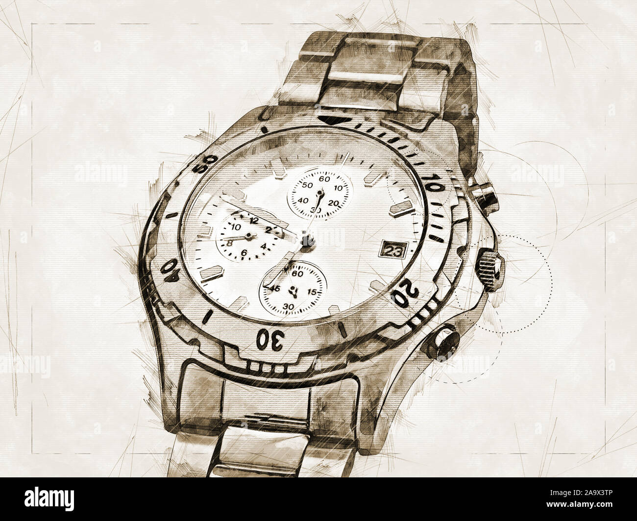 Illustration sketch of a project to realise a Automatic wrist watch ...