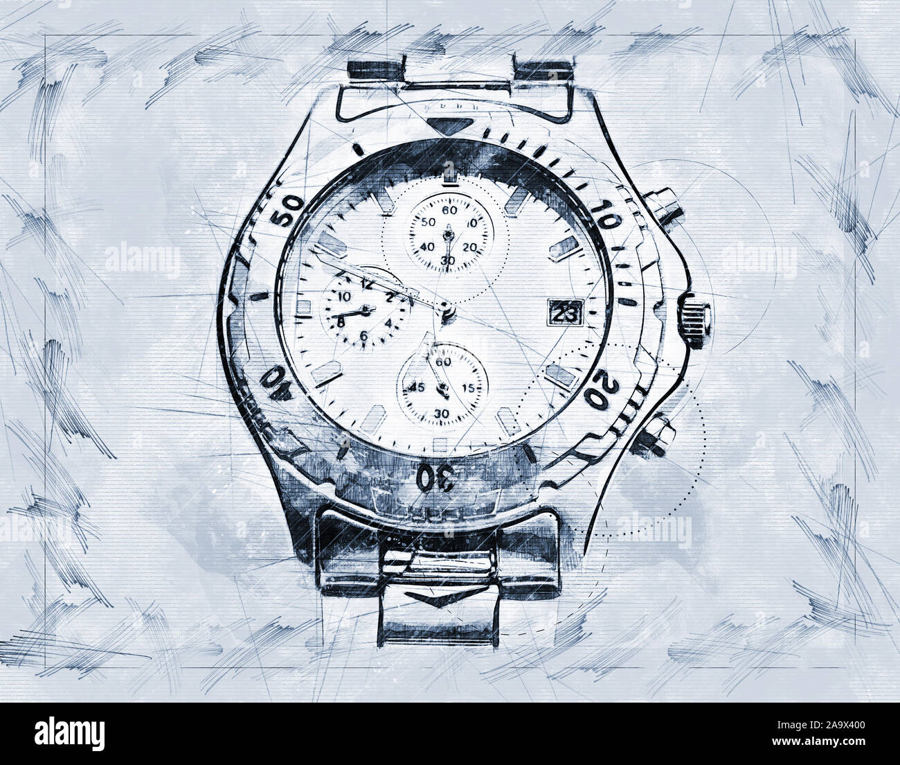 Illustration sketch of a project to realise a Automatic wrist watch ...