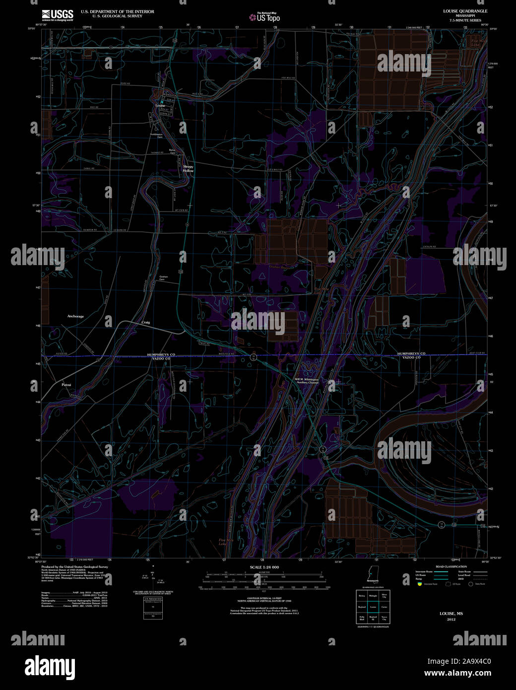 Map of louise mississippi hi-res stock photography and images - Alamy