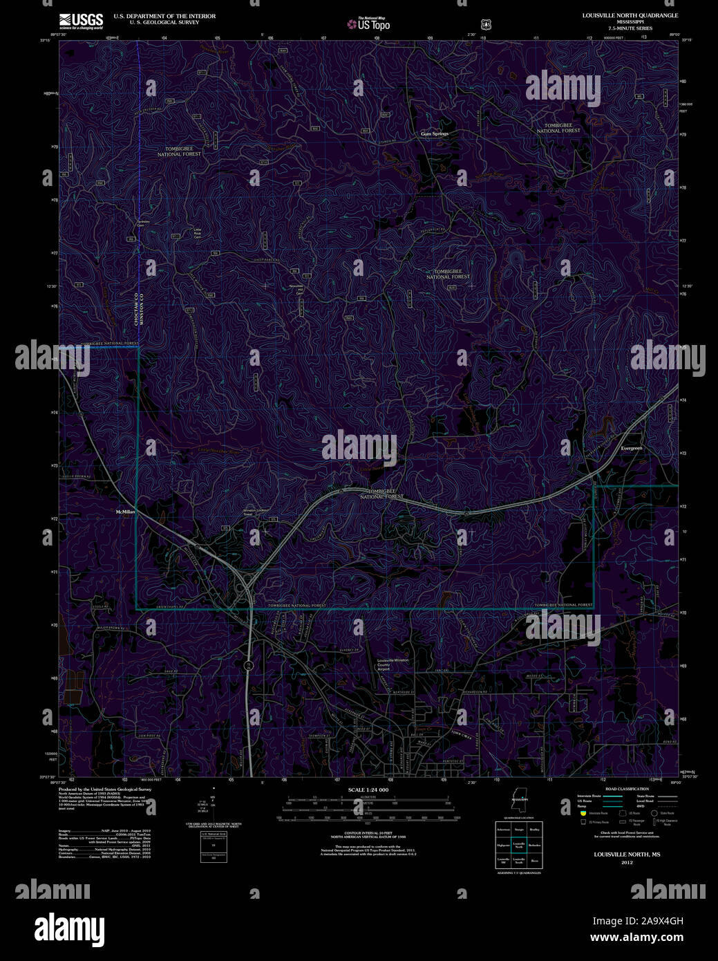 Map of louisville mississippi hi-res stock photography and images - Alamy