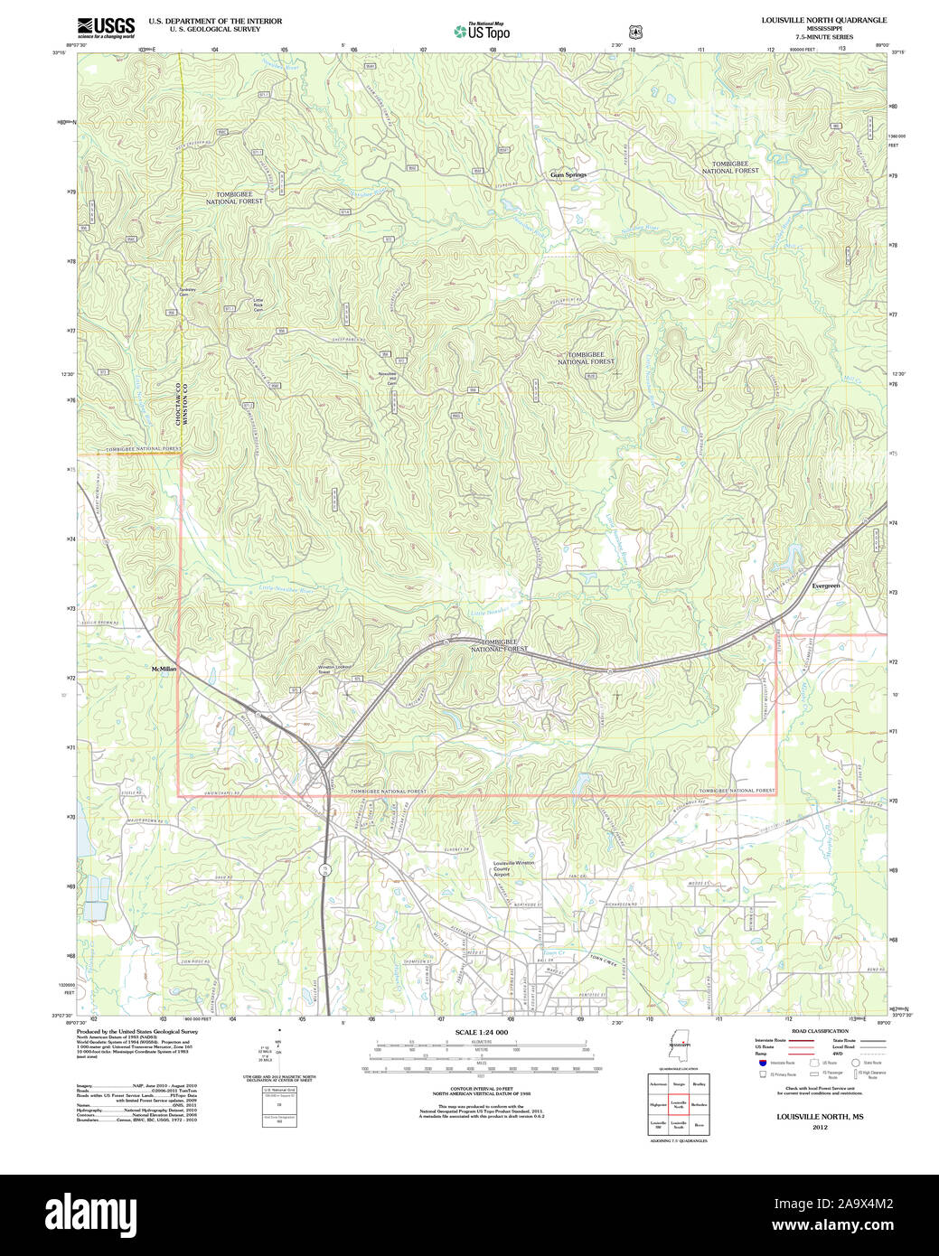 Map of louisville mississippi hi-res stock photography and images - Alamy