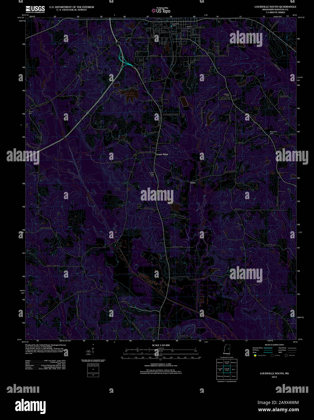 Map of louisville mississippi hi-res stock photography and images - Alamy