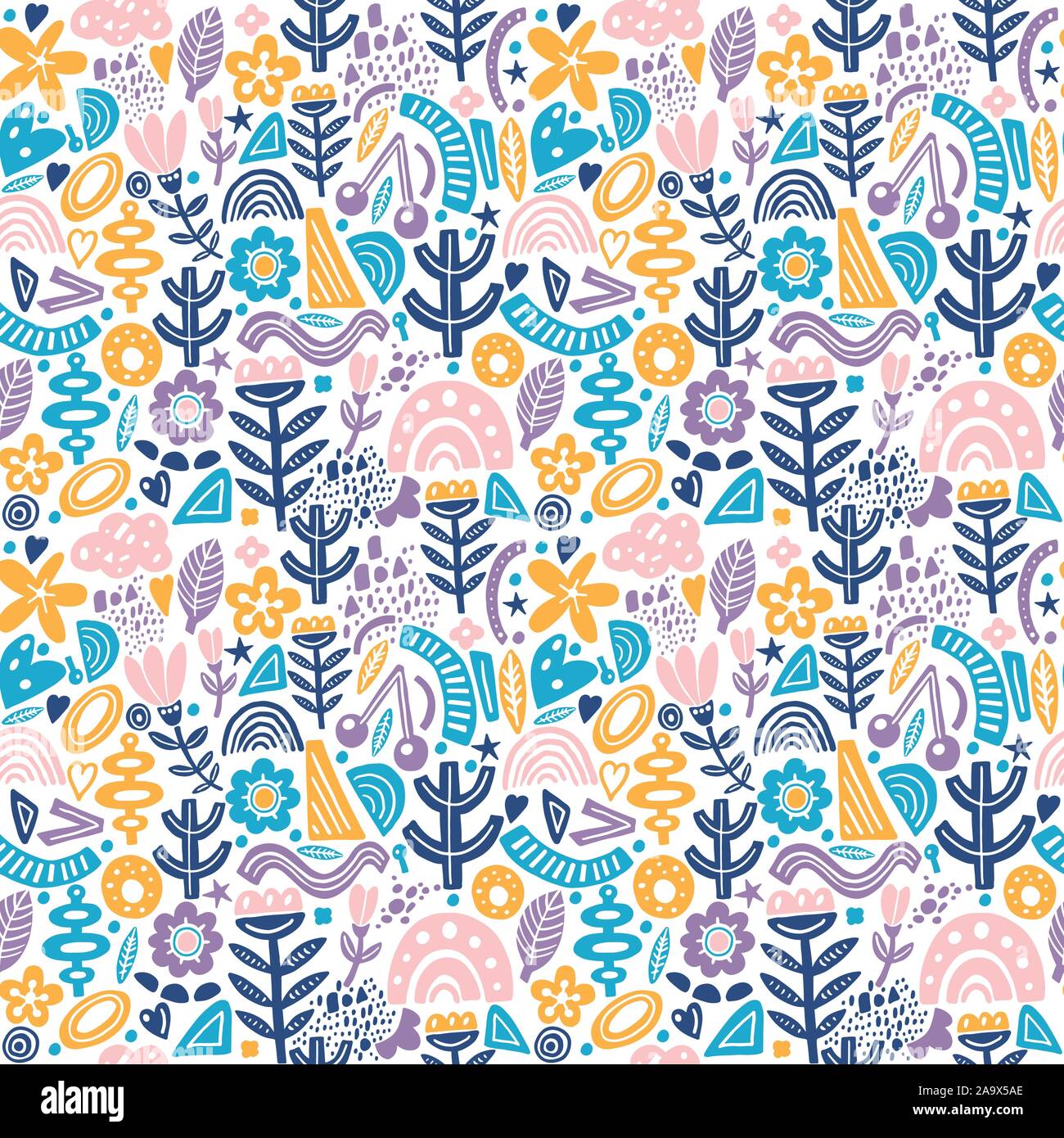 Collage style seamless repeat pattern with abstract and organic shapes ...