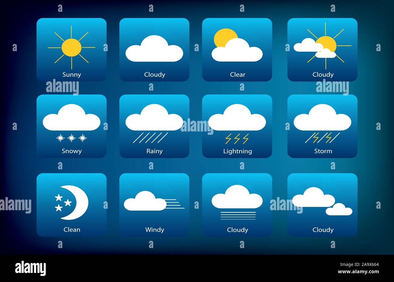 Weather icons sun rain snow wind Stock Vector Images - Alamy