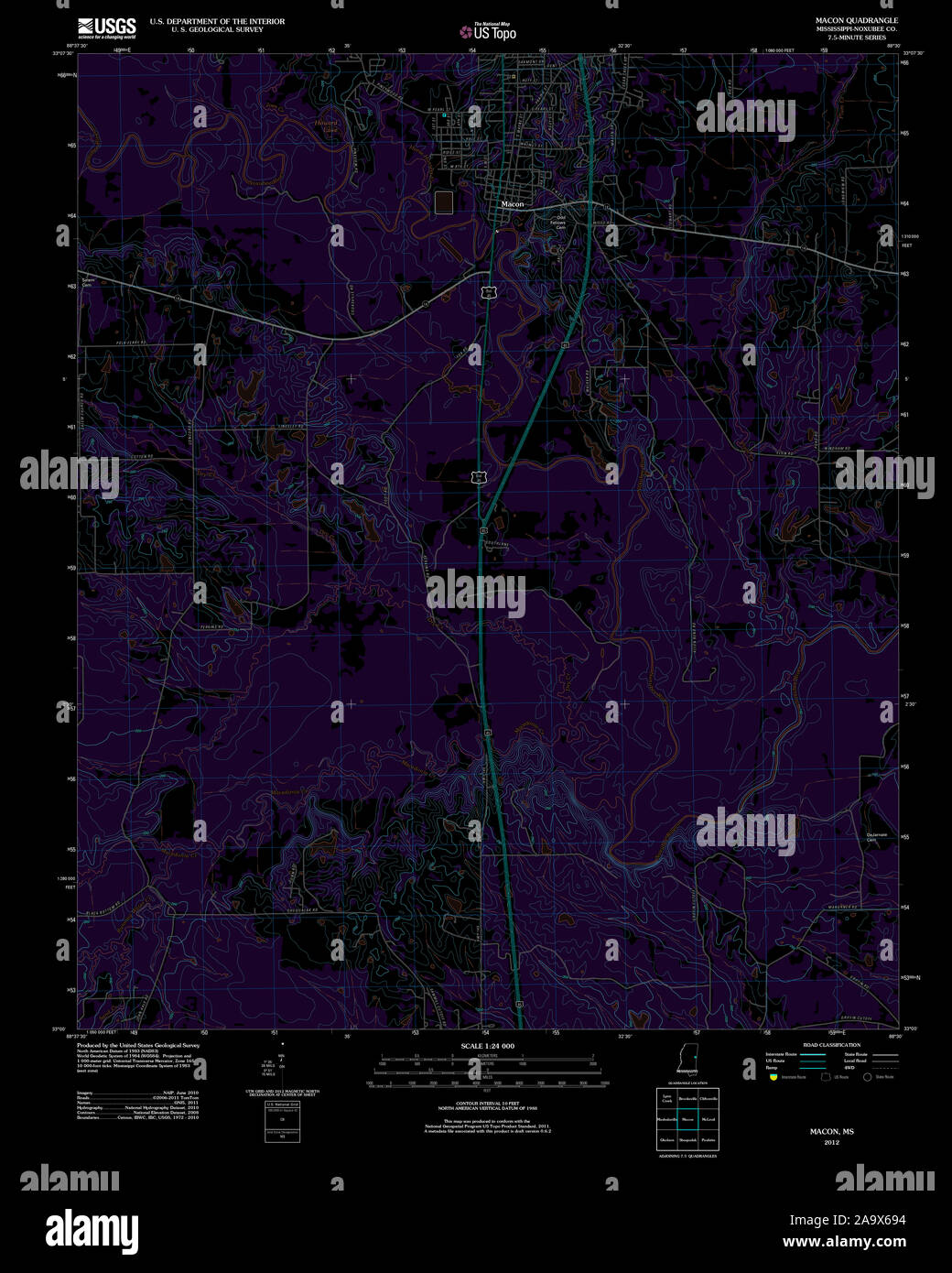 Macon mississippi map hi-res stock photography and images - Alamy