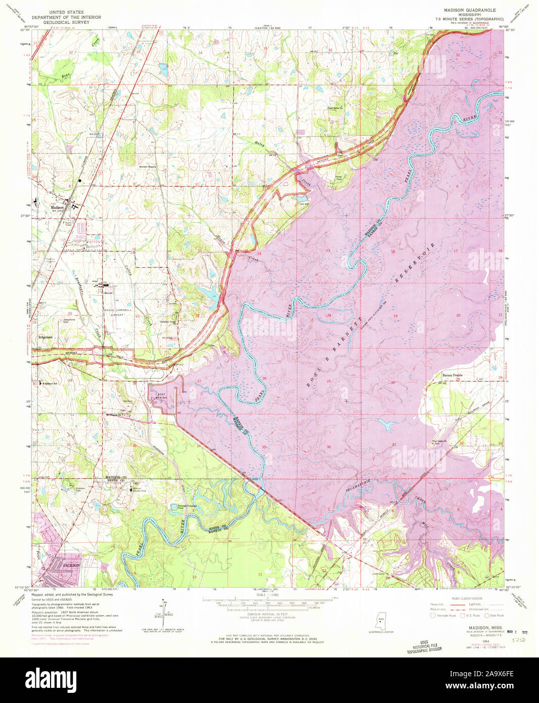 USGS TOPO Map Mississippi MS Madison 336052 1963 24000 Restoration ...
