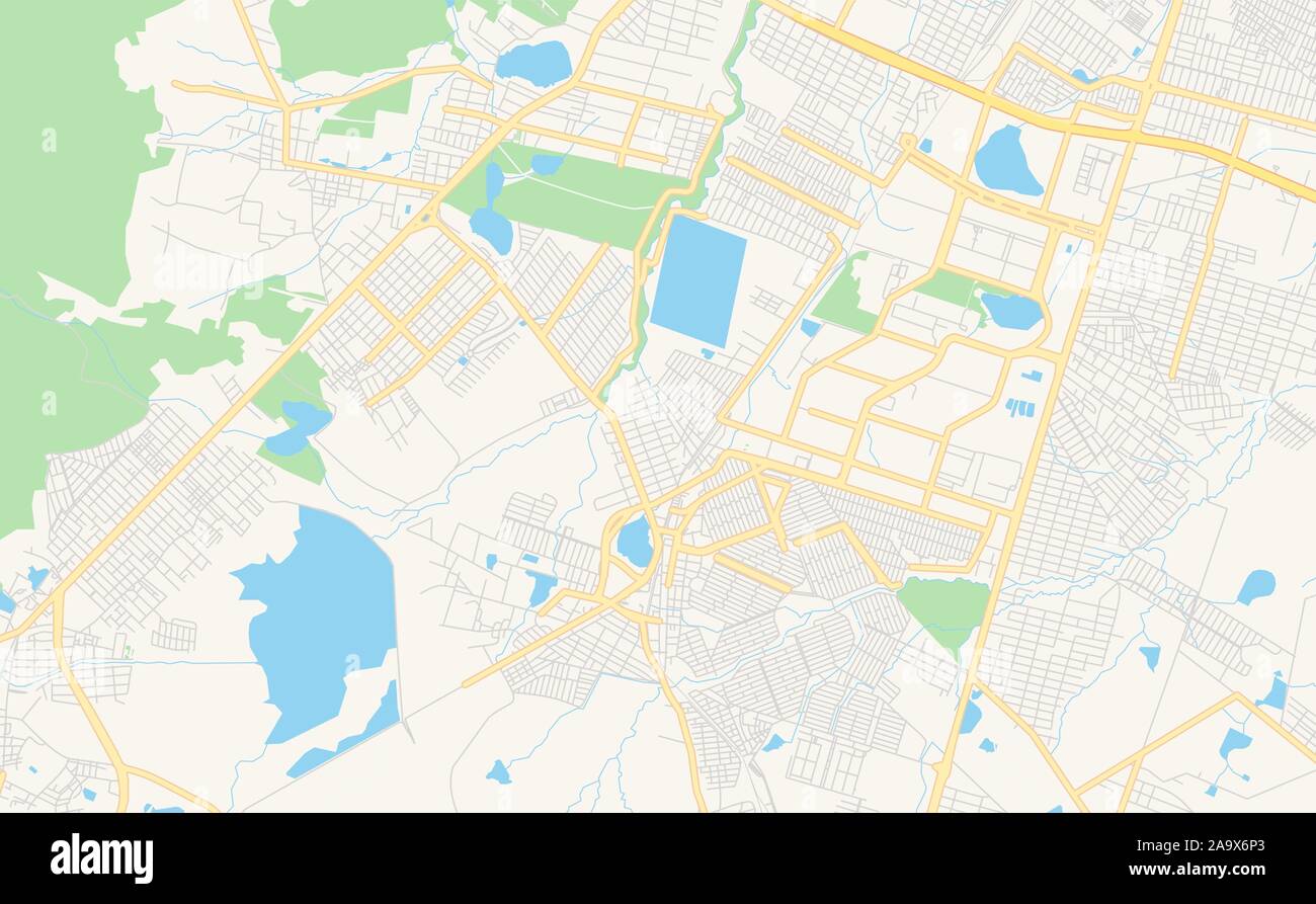 Printable street map of Maracanau, Brazil. Map template for business ...