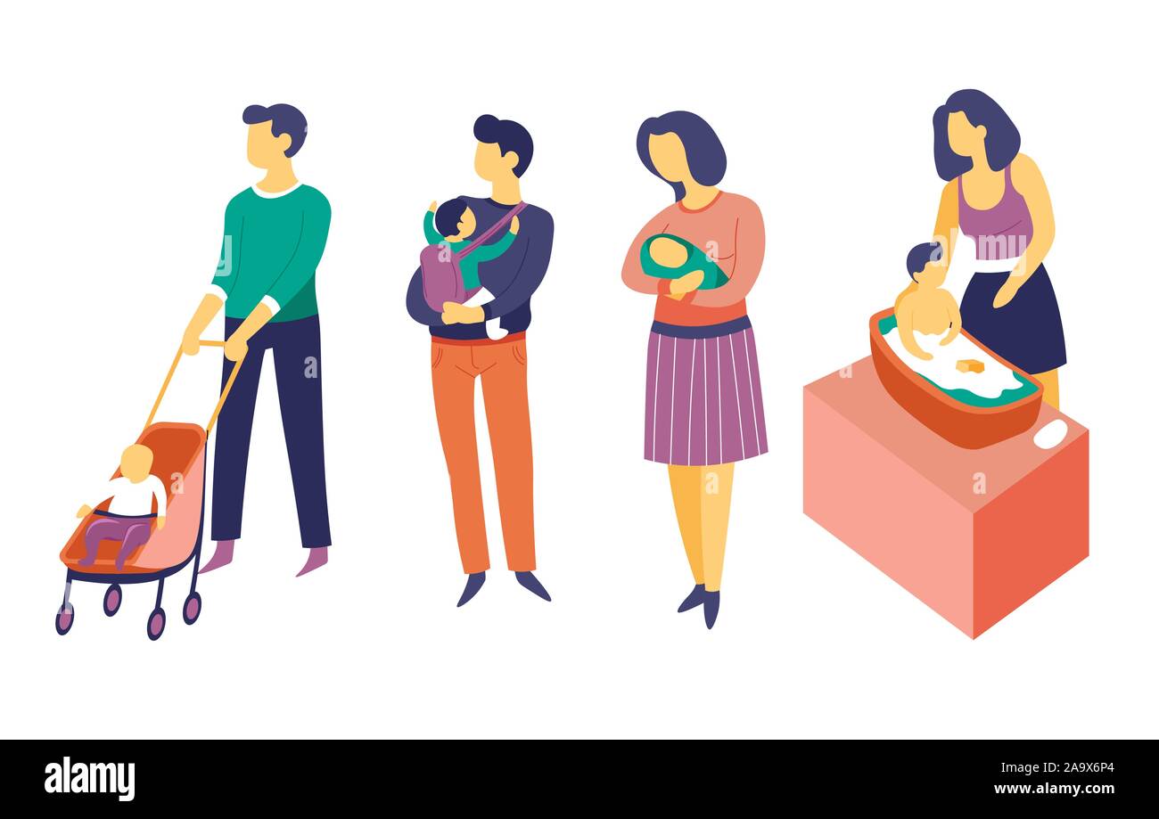 Parenthood and newborn, child care, mother and father, isolated ...