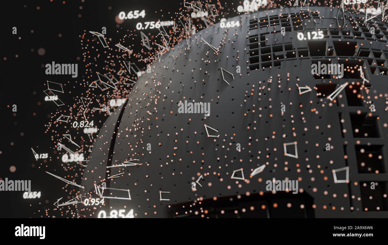 Connection Lines and Dots Around Digital Abstract Cyber PCB Sphere ...
