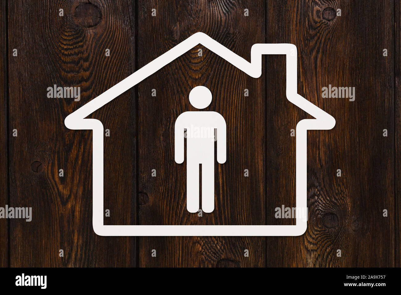 Paper man silhouette in house, loneliness concept, abstract conceptual ...