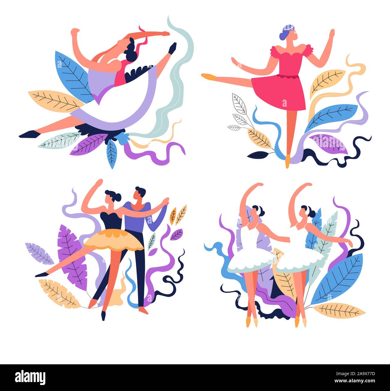 Ballerinas and ballet dancing, stage performance and dance class ...