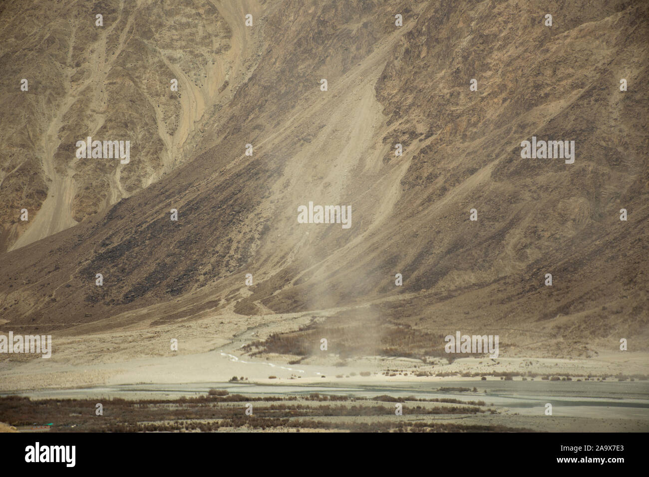 View landscape and sandstorm cyclone in Hunder or Hundar village of ...