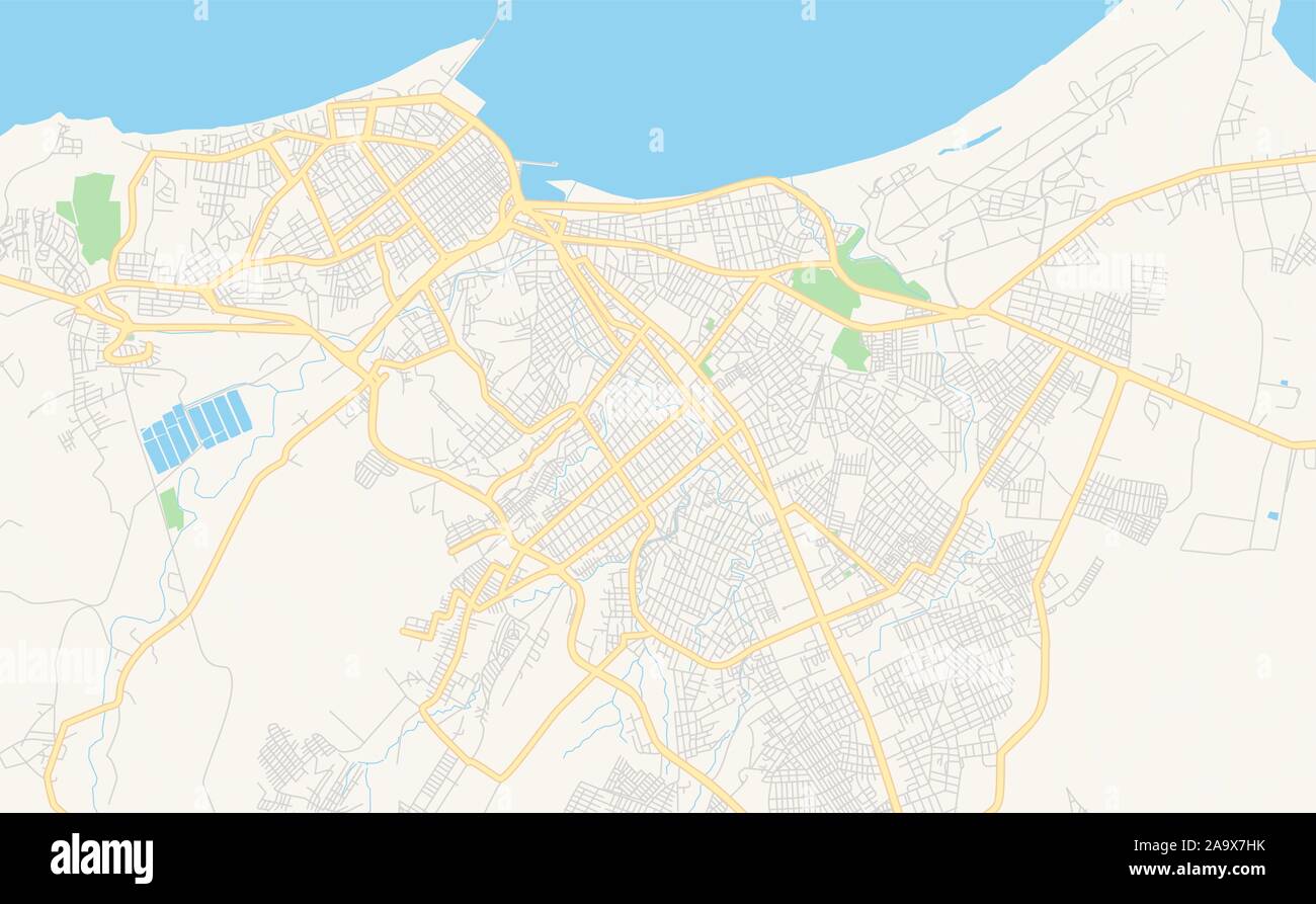 Printable street map of Manta, Ecuador. Map template for business use ...