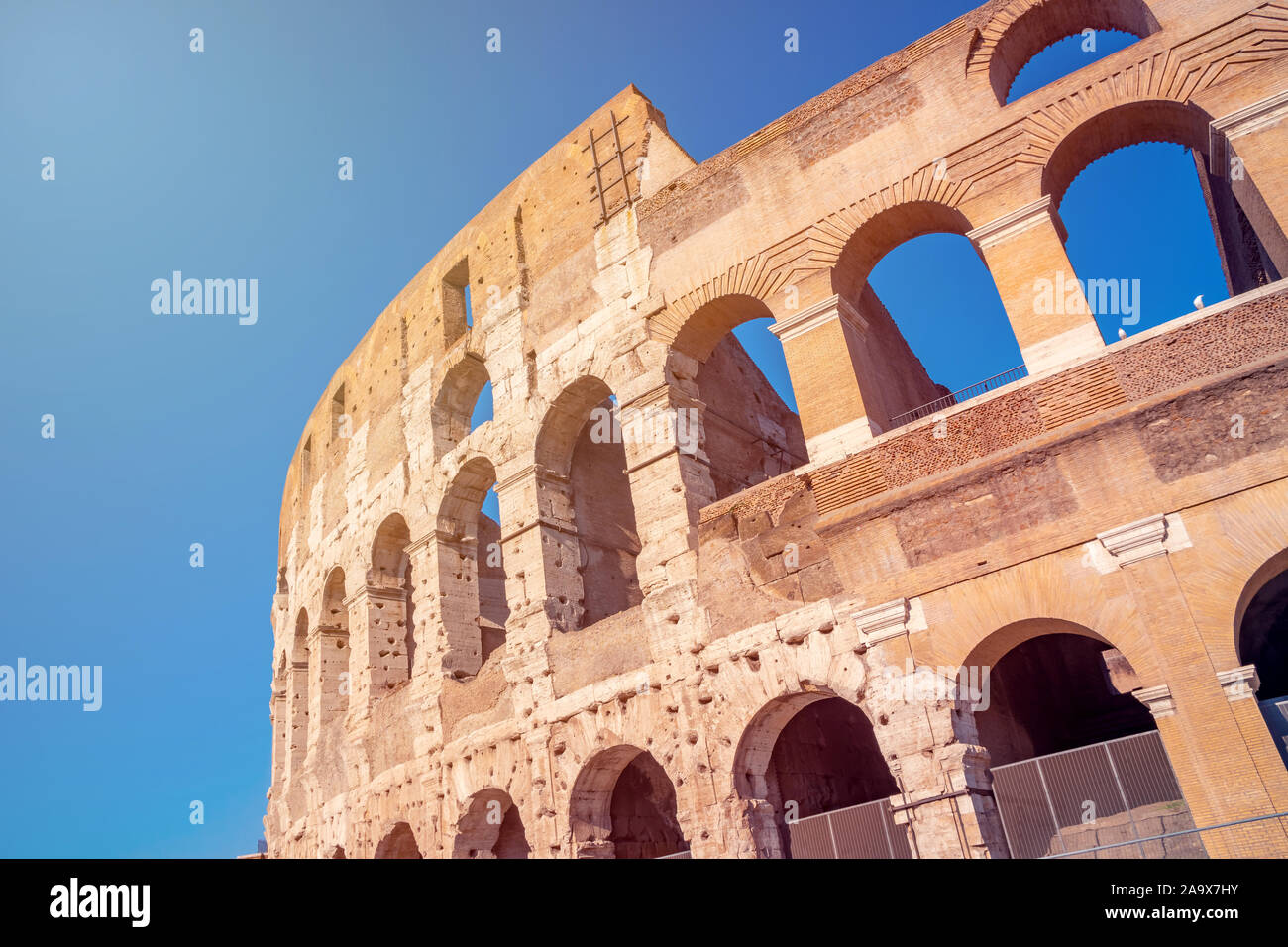 view of Rome Colosseum in Rome , Italy . The Colosseum was built in the ...