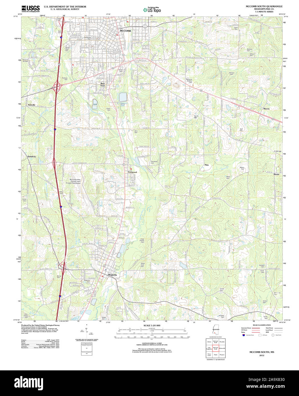 Map of mccomb mississippi hi-res stock photography and images - Alamy