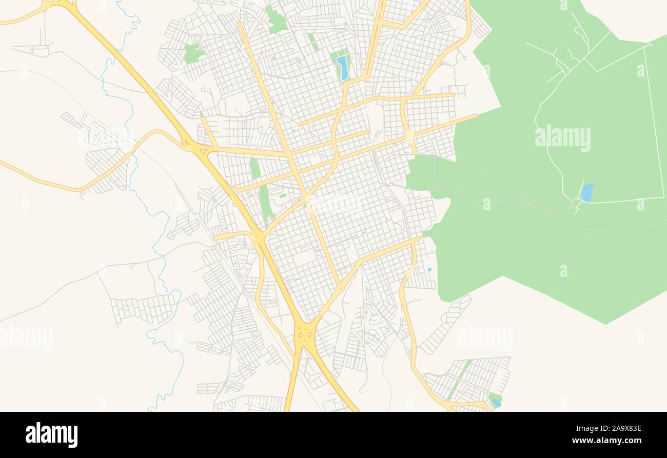 Printable street map of Rio Claro, Brazil. Map template for business ...
