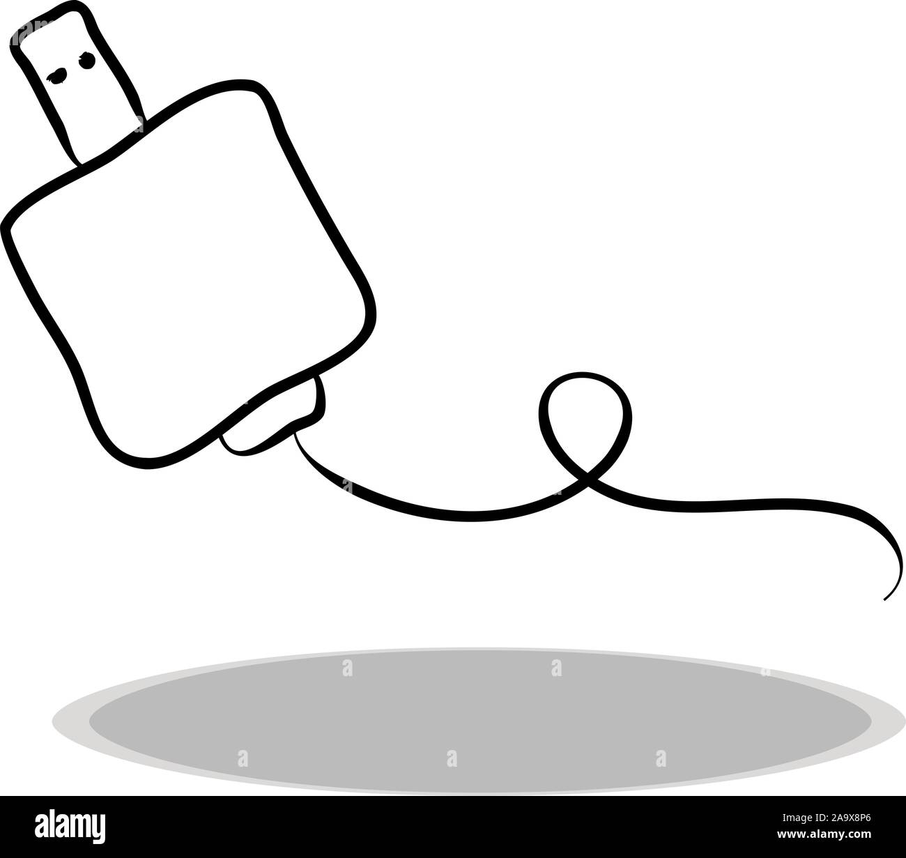 Usb adapter icon on white background, flat design, hand drawing ...