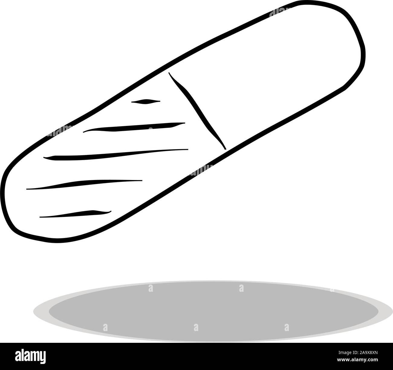 Pill icon on white background, flat design, hand drawing. Illustration ...