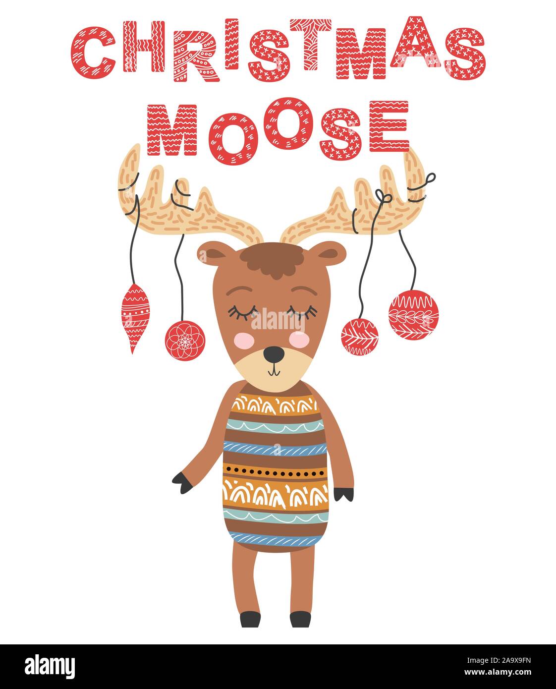 Cartoon Christmas Moose