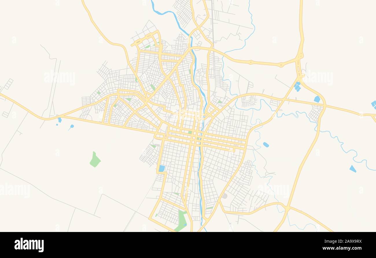 Printable street map of Tulua, Colombia. Map template for business use ...