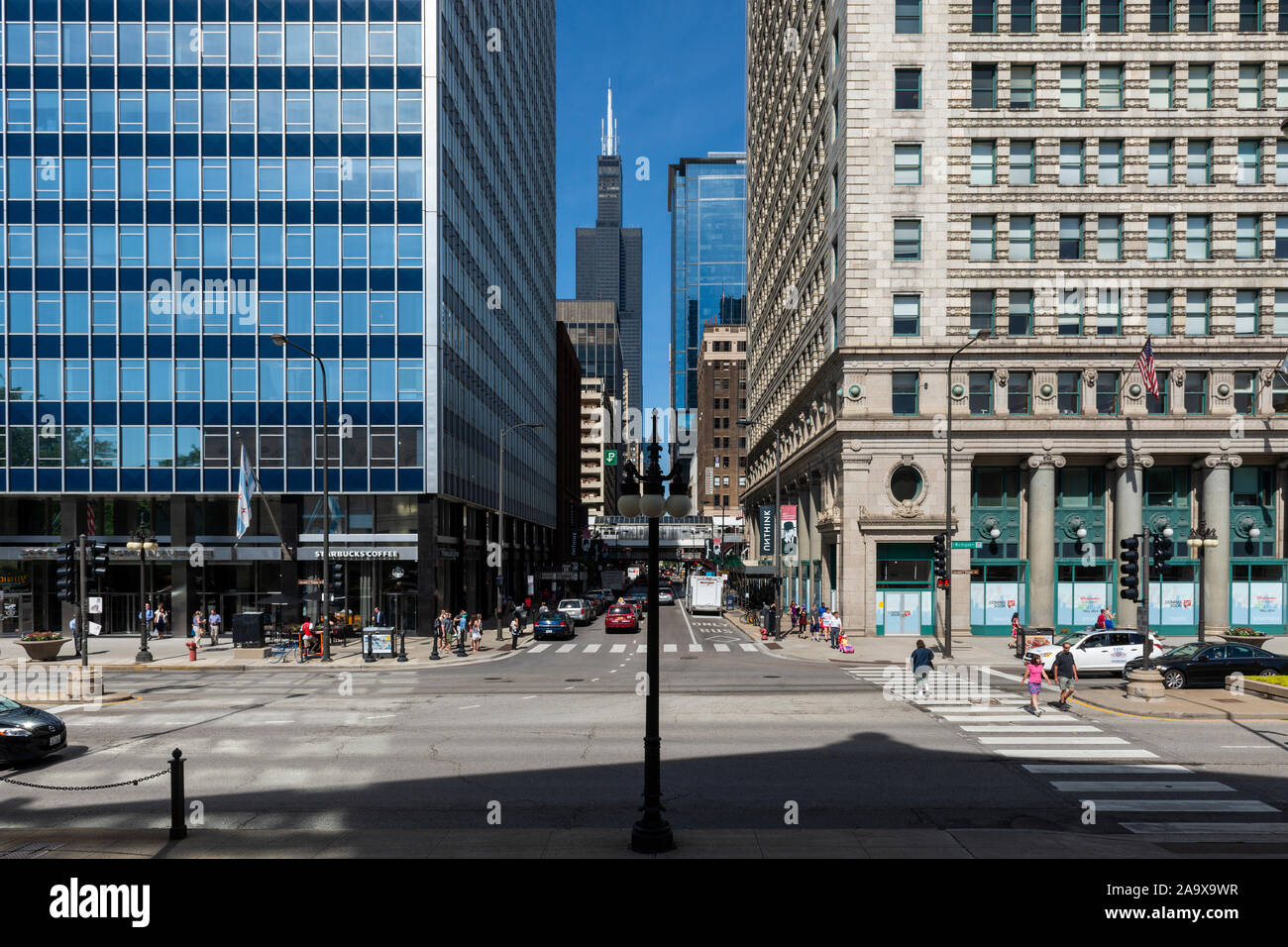 Chicago, Illinois, USA - July 1, 2014: Street scene in the downtown of ...