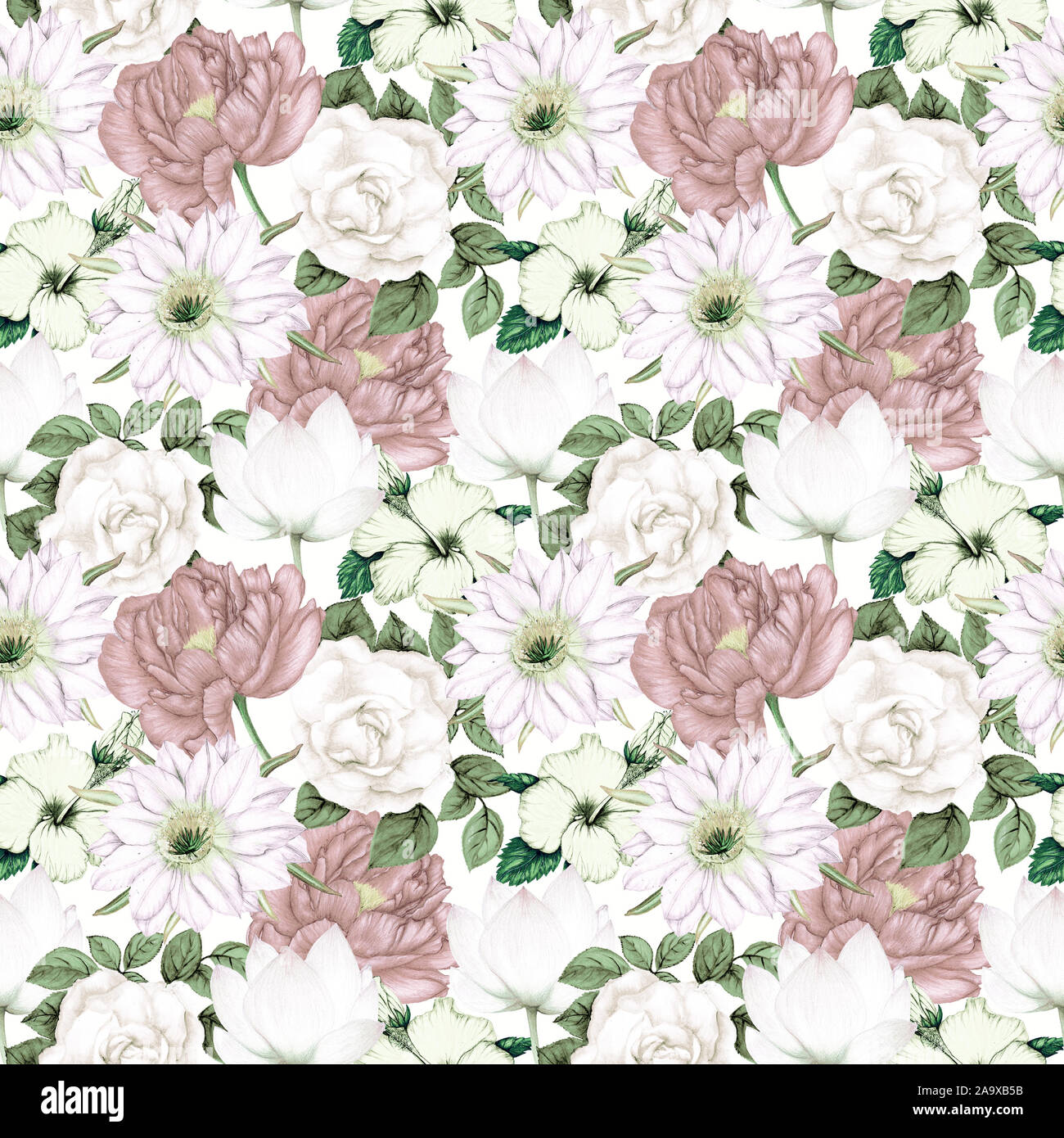 Seamless peonies pattern hi-res stock photography and images - Alamy