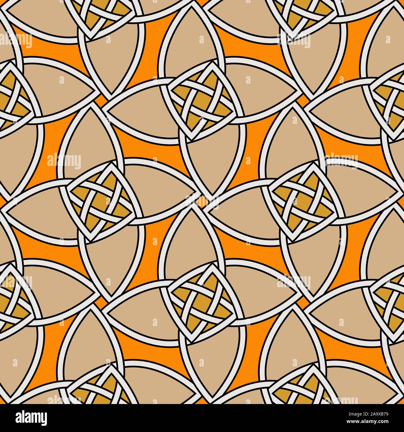 Arabic ornament. Orange decorative seamless pattern Stock Vector Image ...