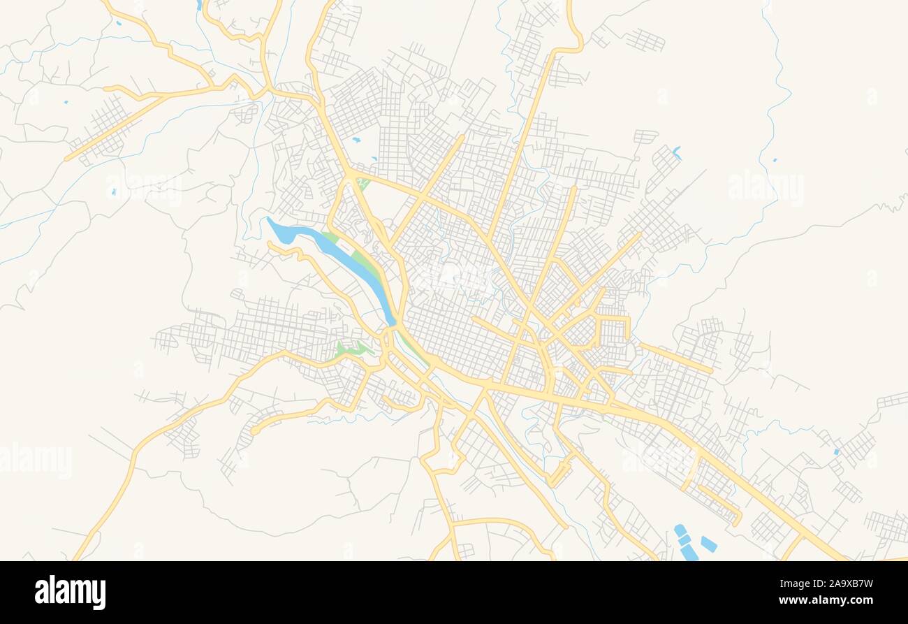 Printable street map of Tarija, Bolivia. Map template for business use ...