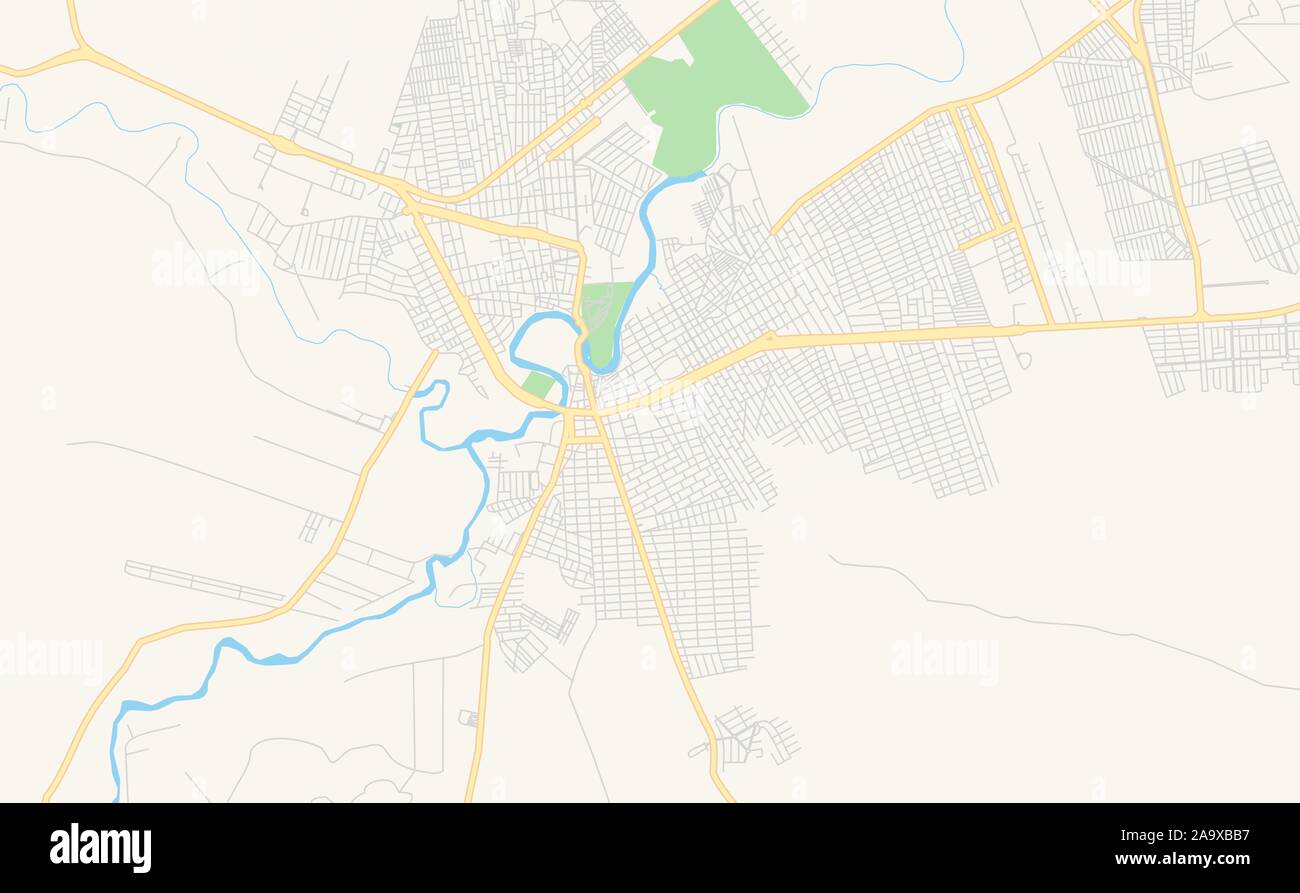 Printable street map of Barreiras, Brazil. Map template for business ...