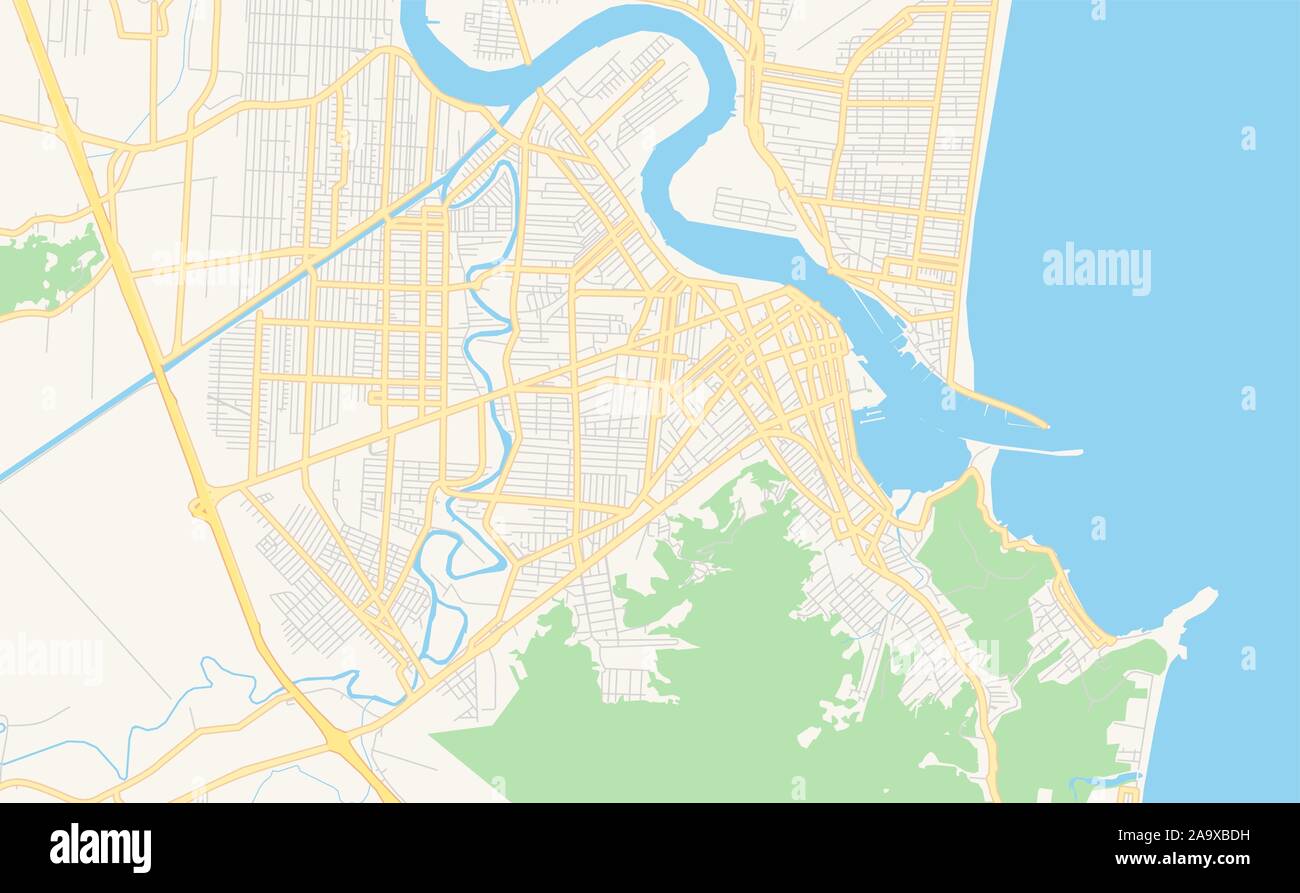 Printable street map of Itajai, Brazil. Map template for business use ...