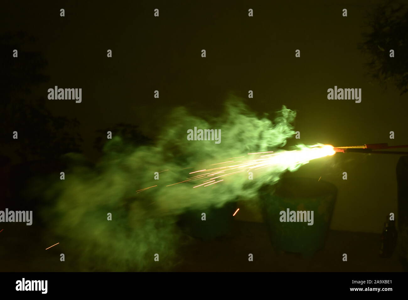 Celebration with illustration of exploding Firecracker A long exposure ...