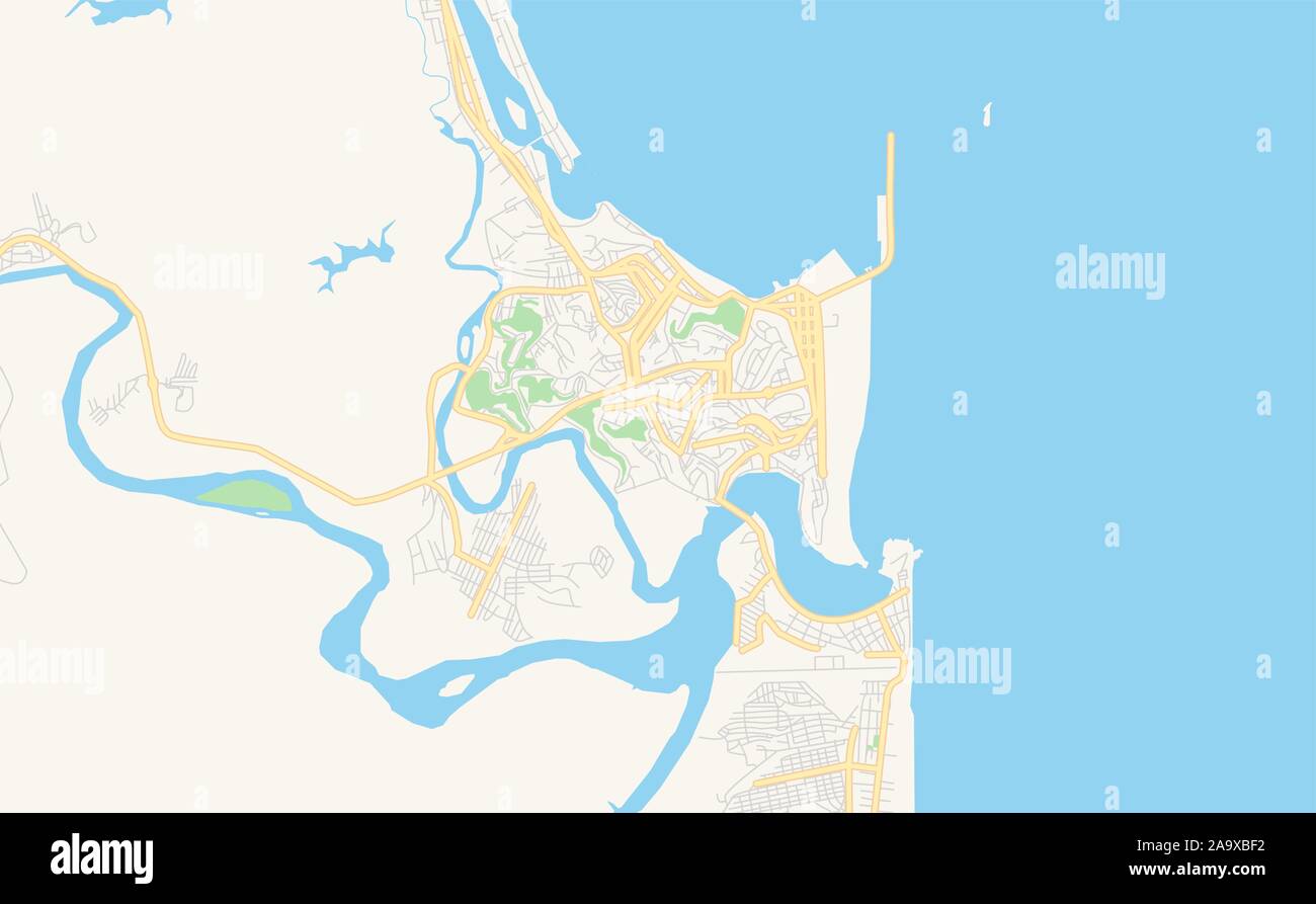 Printable street map of Ilheus, Brazil. Map template for business use ...