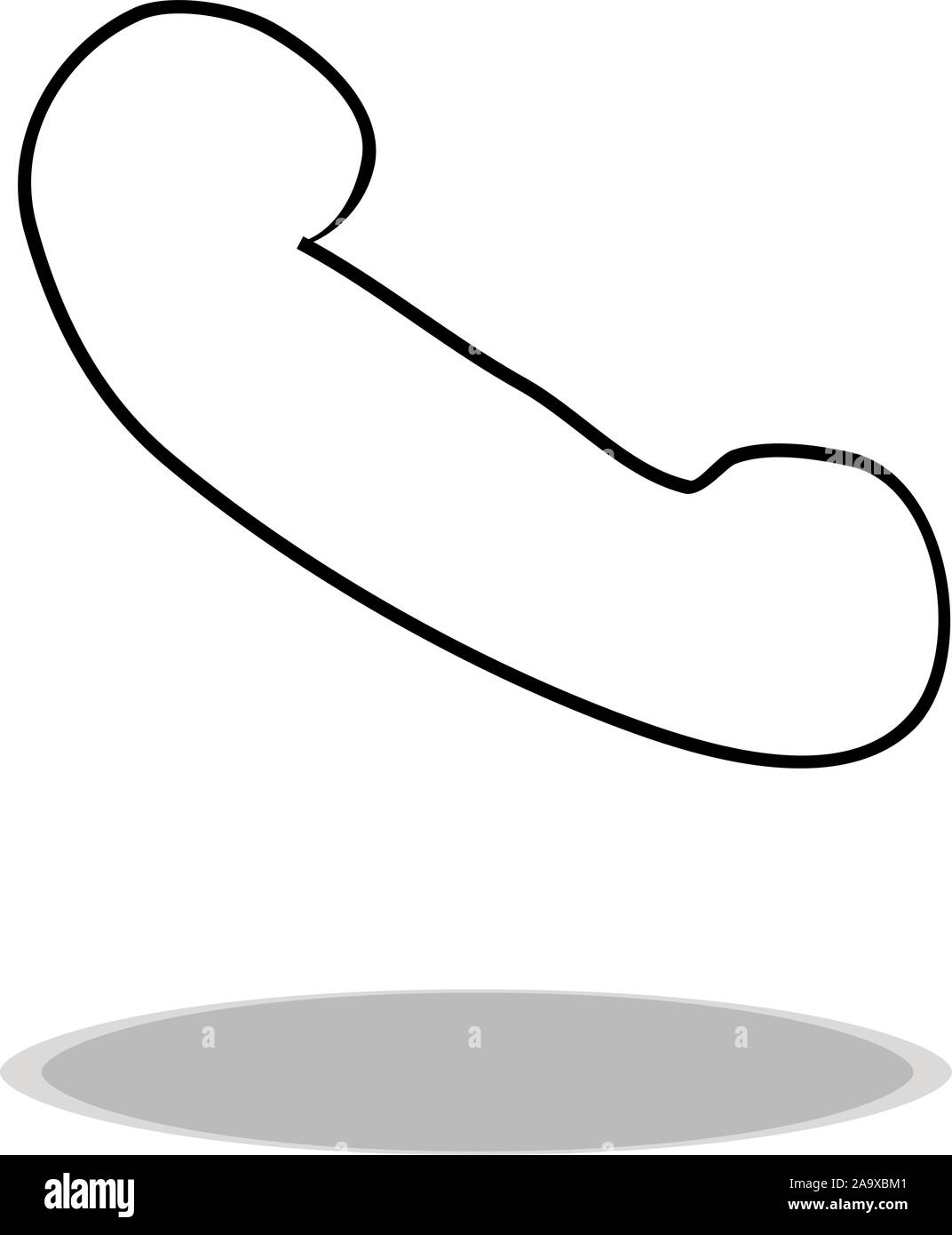 Phone icon on white background, flat design, hand drawing. Illustration ...